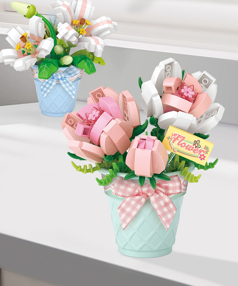 DIY Loz Brick Building Block Flower Bouquet Street Mini Micro Self MOC ...
