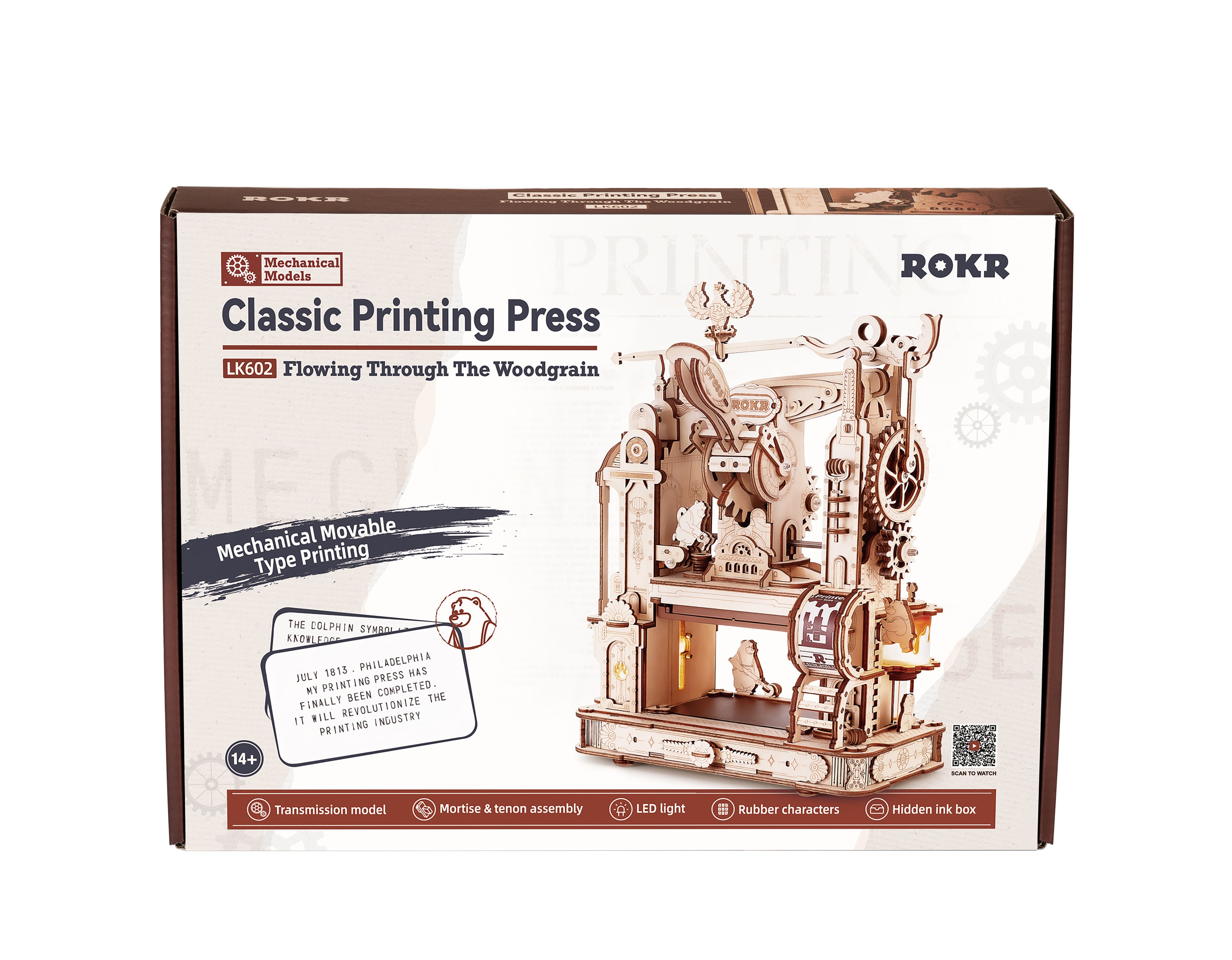Robotime ROKR 3D Mechanical Wooden Model Kit Puzzle Vitascope Project ...