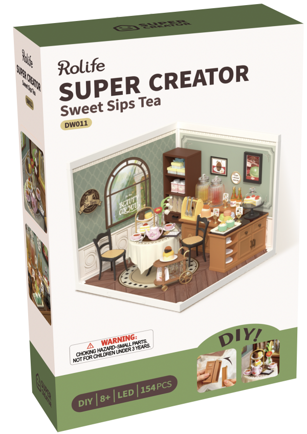 Rolife - Sweet Sips Tea - DIY Plastic Miniature House - Easy Level ...