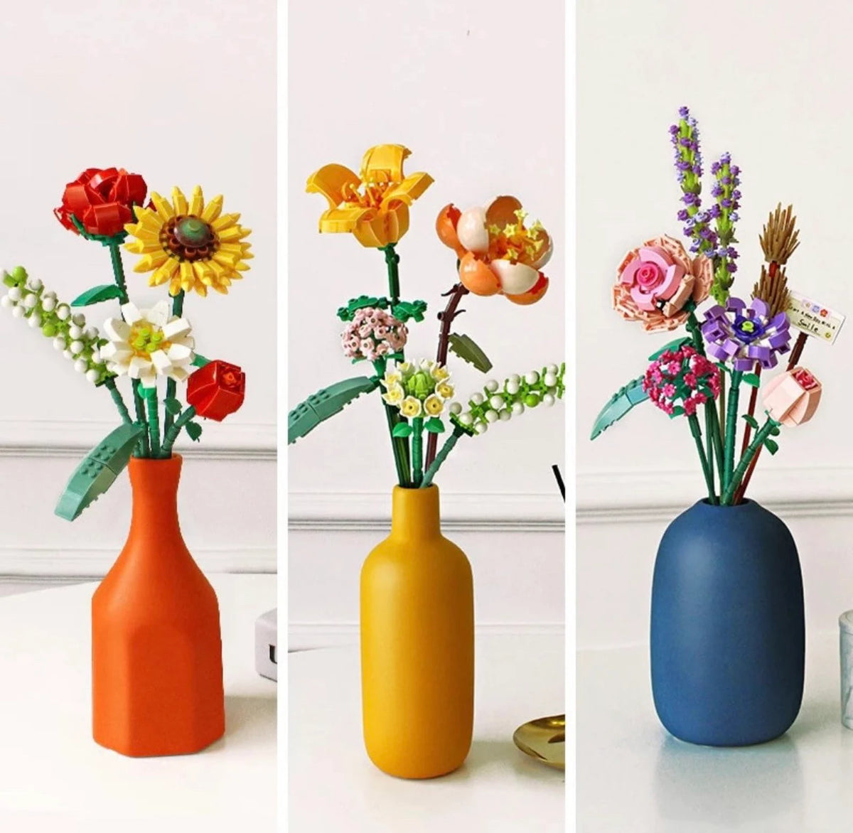 DIY Brick Building Block Flower Bouquet Eternal Flowers Micro plants ...