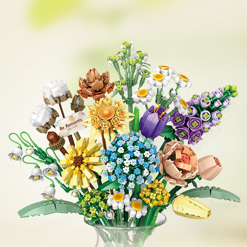 DIY Brick Building Block Flower Bouquet Eternal Flowers Micro plants ...